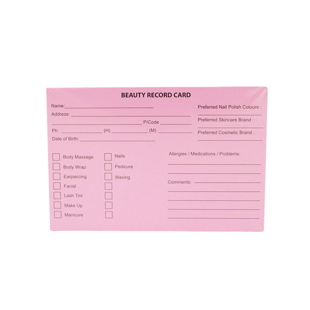 Beauty Salon Record Card 100pk